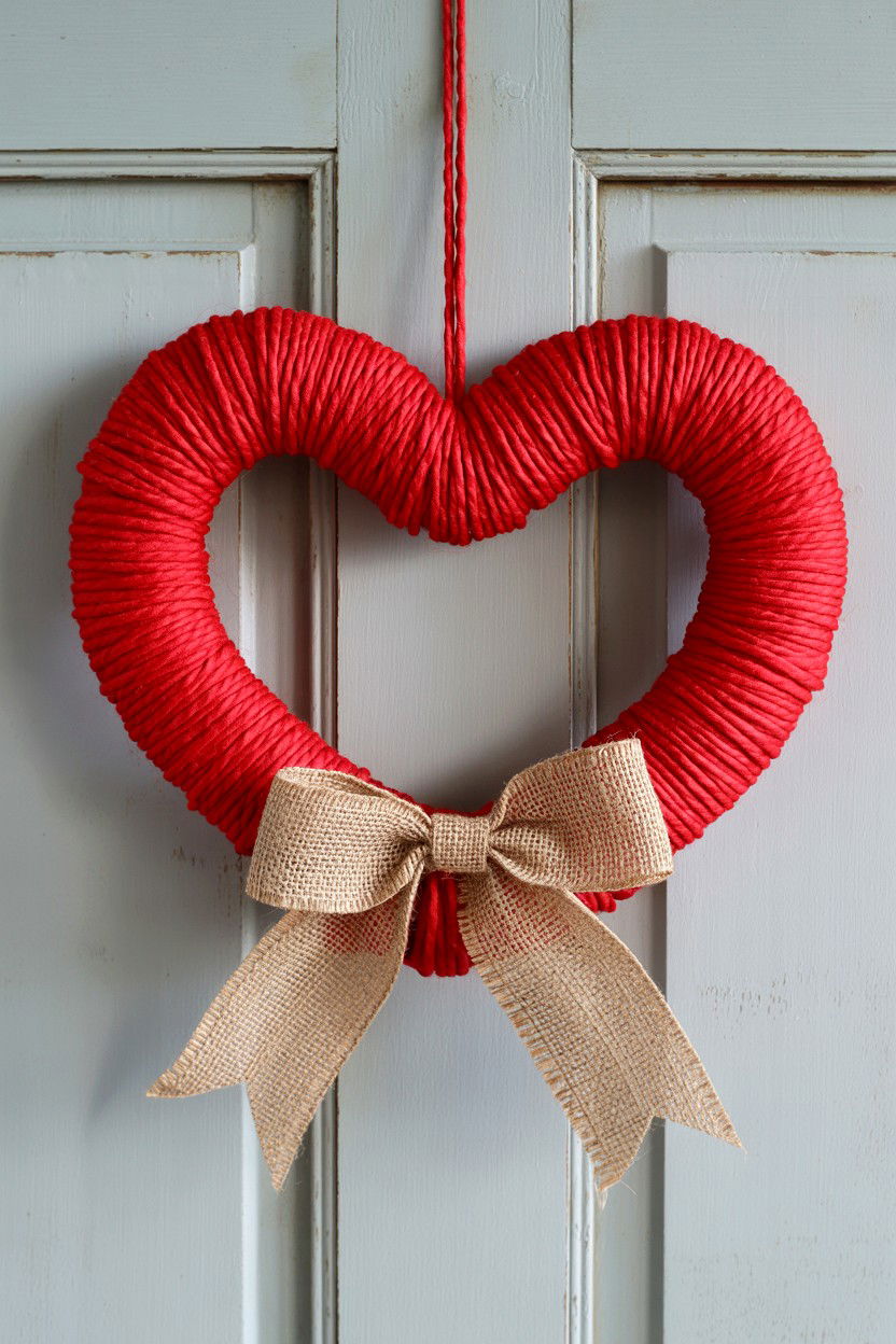 25 Lovely Yarn Valentine's Day Wreath Ideas for DIY Lovers